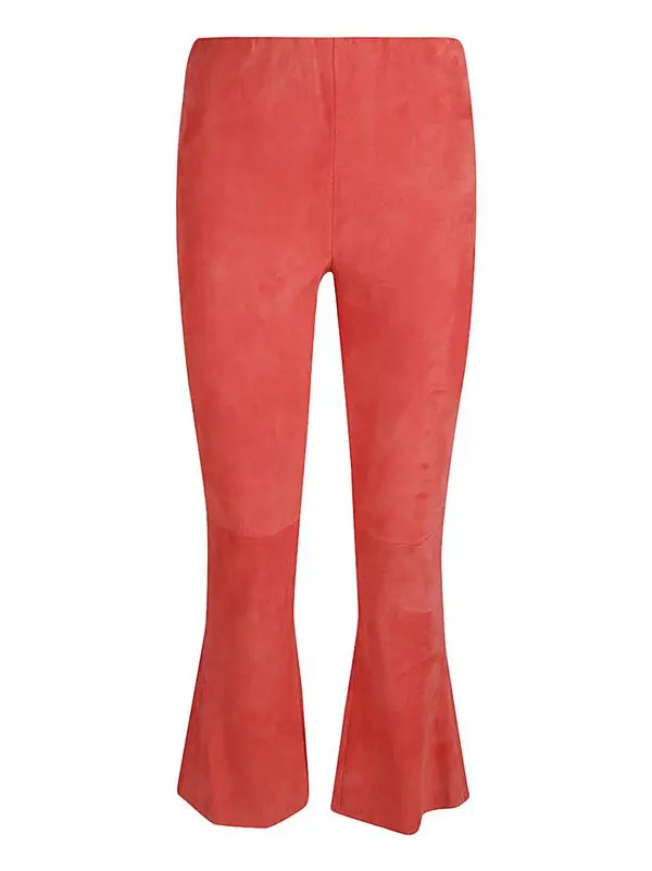 VIA MASINI 80 Flared Cropped Suede Trousers - Red