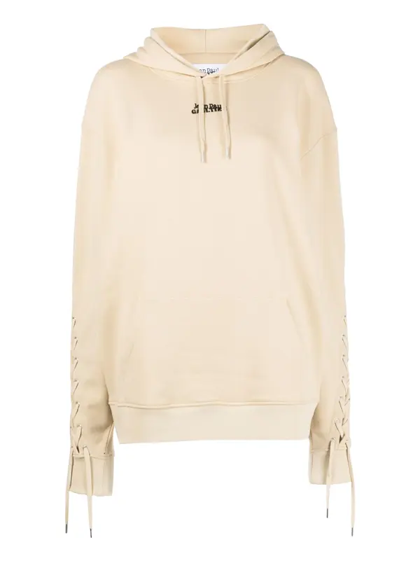JEAN PAUL GAULTIER Logo Cotton Hoodie - Beige