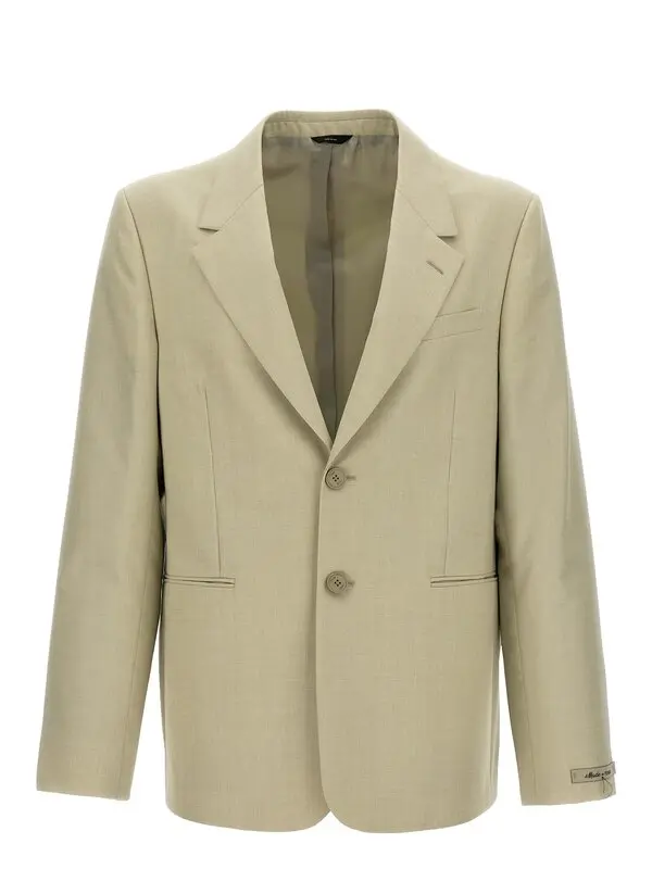 Fendi Single Breasted Wool Blazer - Beige