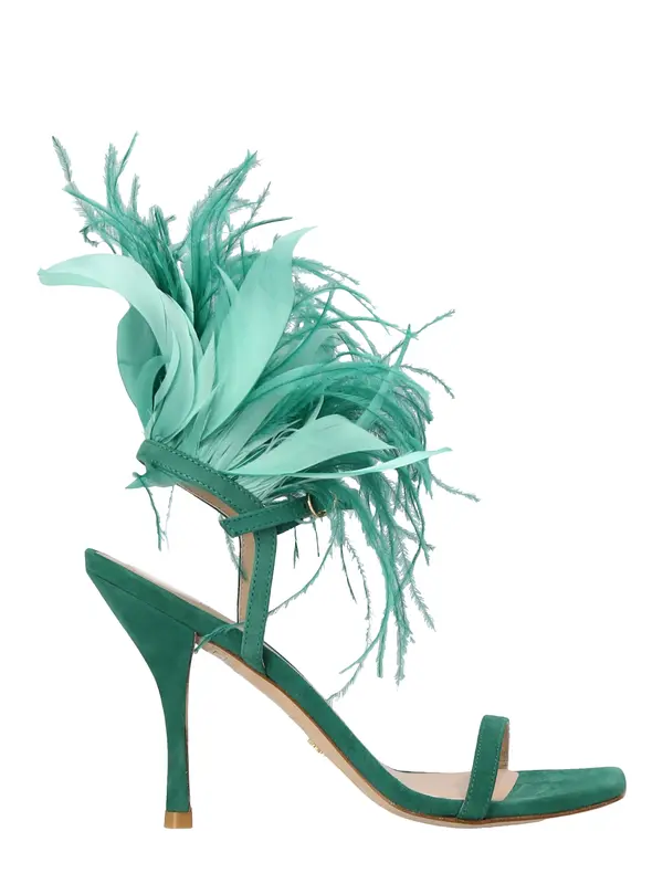 STUART WEITZMAN Plume Feathered Sandals - Green