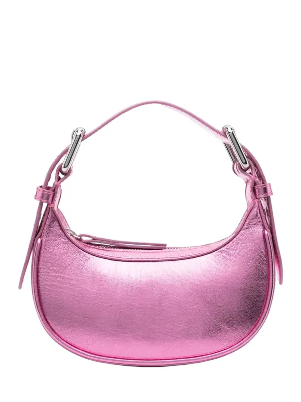 By Far Mini Soho Metallic Leather Shoulder Bag - Fuchsia