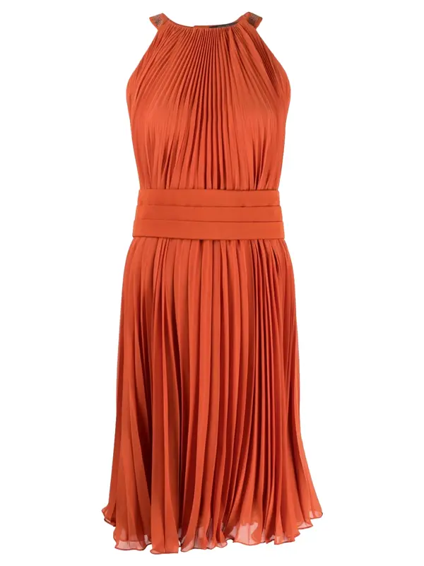 Max Mara Pleated Midi Dress - Red