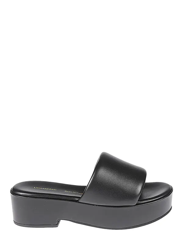 Liviana Conti Leather Platform Mules - Black