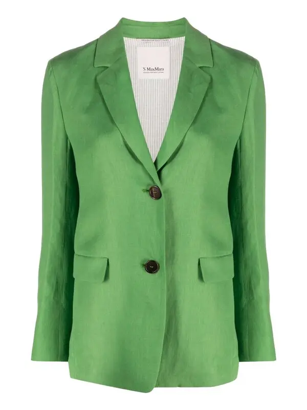 Max Mara Single Breasted Linen Blazer - Green