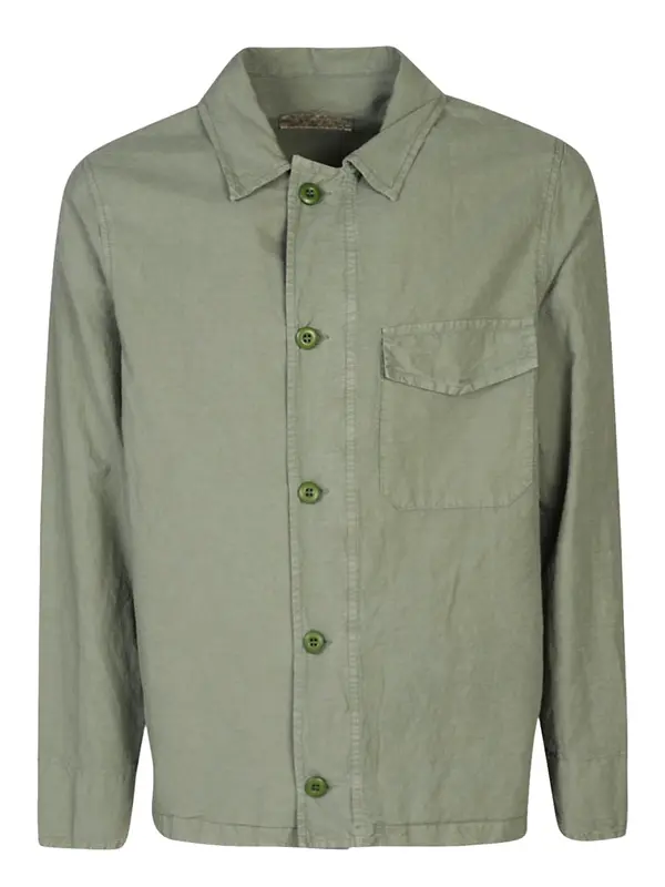 ORIGINAL VINTAGE Cotton Blend Hemp Shirt Jacket - Green