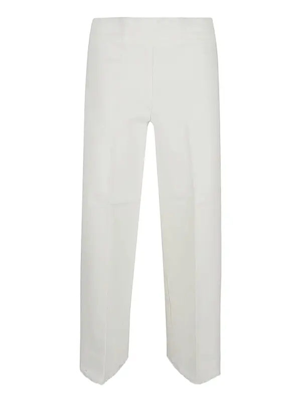Avenue Montaigne Cropped Frayed Denim Trousers - White