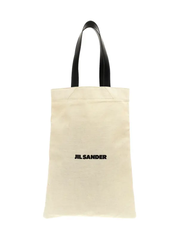 JIL SANDER Flat Shopper Large Shopping Bag - White/black