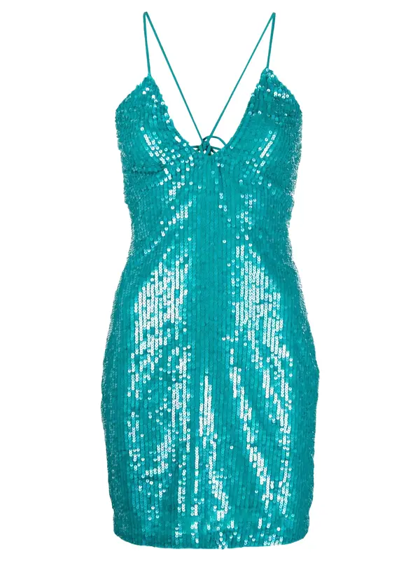 PAROSH P.a.r.o.s.h. Sequined Mini Dress - Clear Blue