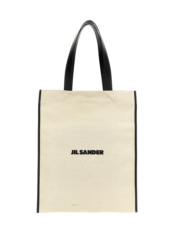 JIL SANDER Medium Flat Shopper - White/black