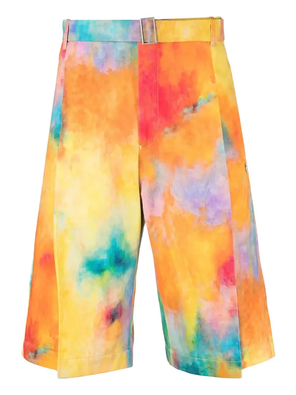 ETUDES Tie-dye Print Pleated Shorts - Multicolour