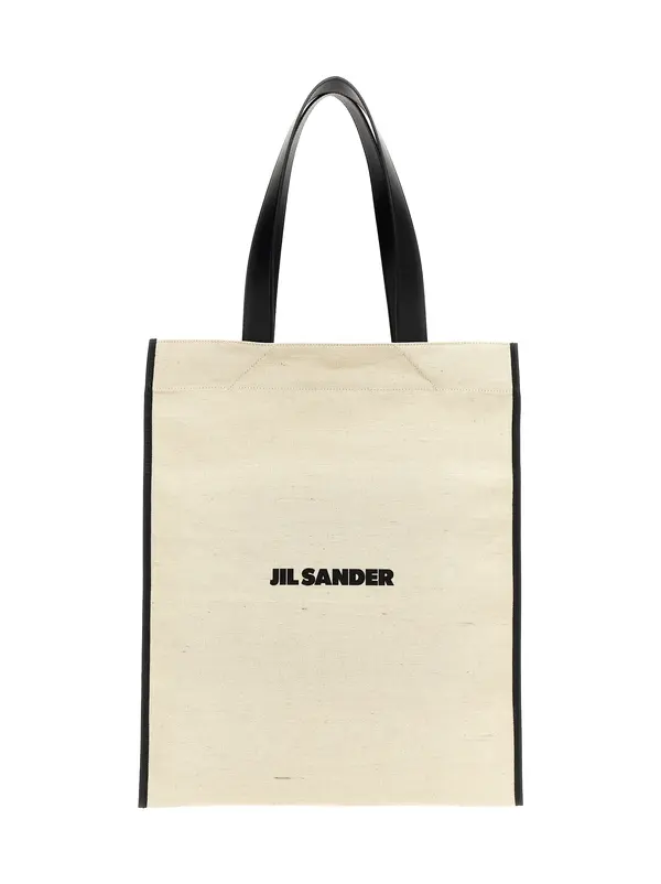 JIL SANDER Medium Flat Shopper - White/black
