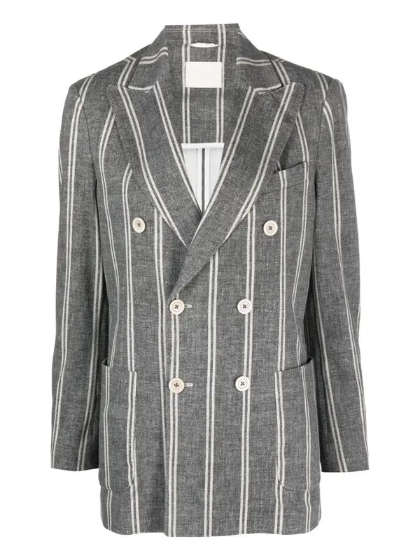CIRCOLO 1901 Striped Double Breasted Jacket - Black