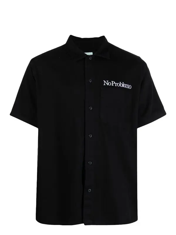 Aries Logo Short Sleeves Shirt - Black