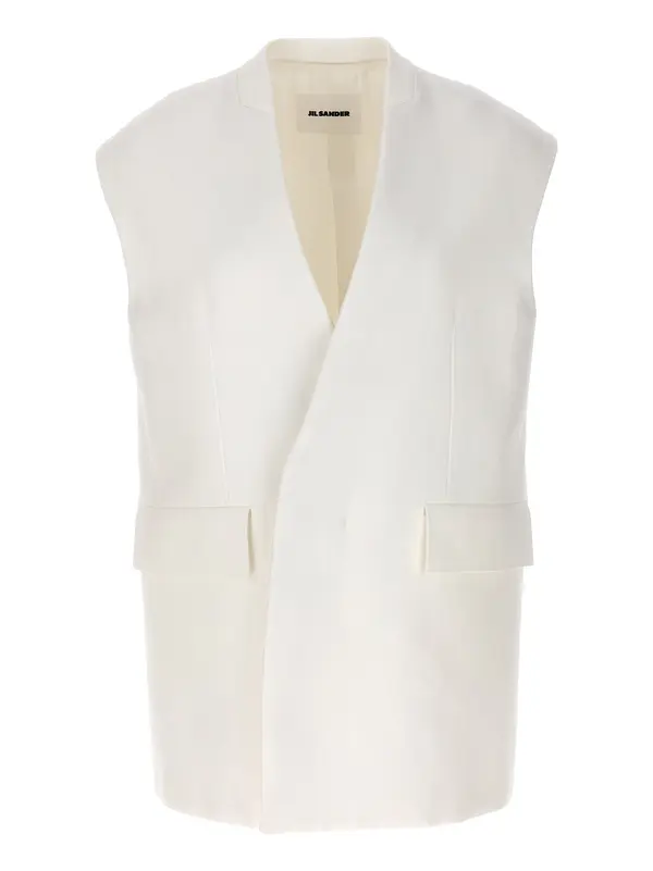 JIL SANDER Oversize Tailored Vest - White