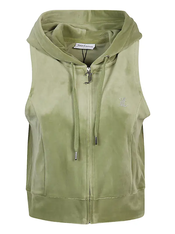 Juicy Couture Gilly Logo Velour Gilet - Green