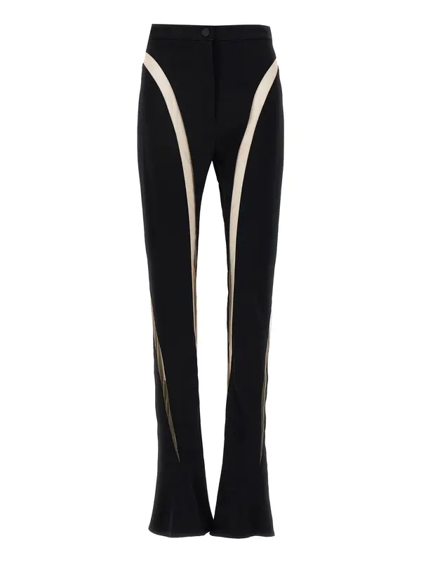 MUGLER Mesh Insert Leggings - Black