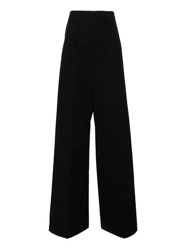 Sportmax Linen And Cotton Blend Trousers - Black