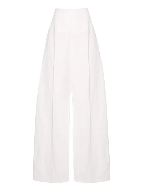 Sportmax Linen And Cotton Blend Wide Leg Trousers - White
