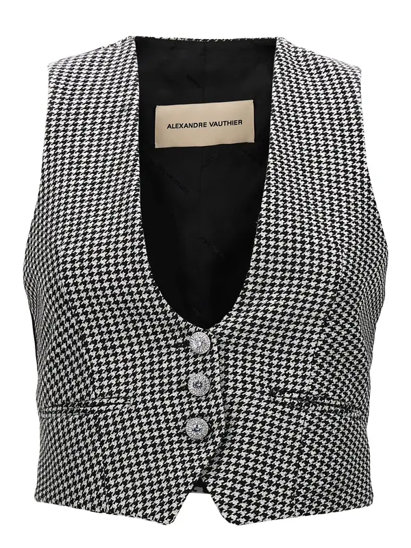 Alexandre Vauthier Houndstooth Waistcoat - White/black