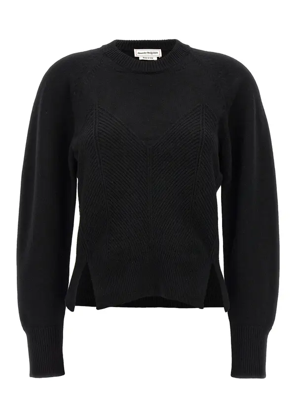 Alexander McQueen Chevron Corset' Sweater - Black