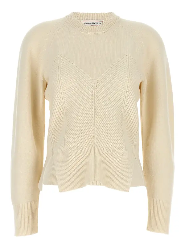 Alexander McQueen Chevron Corset' Sweater - White