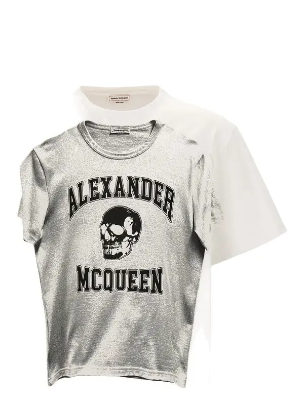 Alexander McQueen Logo Print T Shirt - White/black