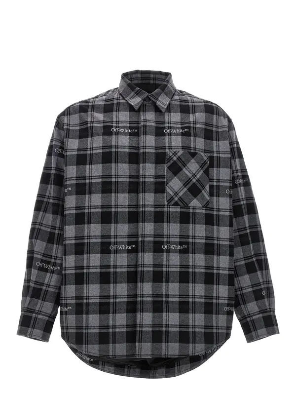 Off White Check Flannel Padded' Jacket - Gray