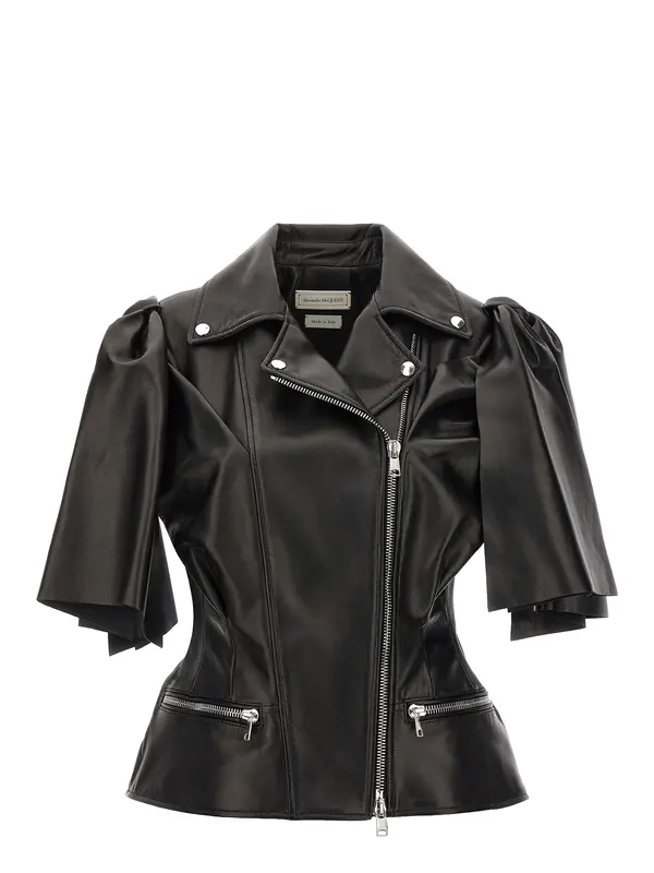 Alexander McQueen Bow Knot Leather Biker Vest - Black