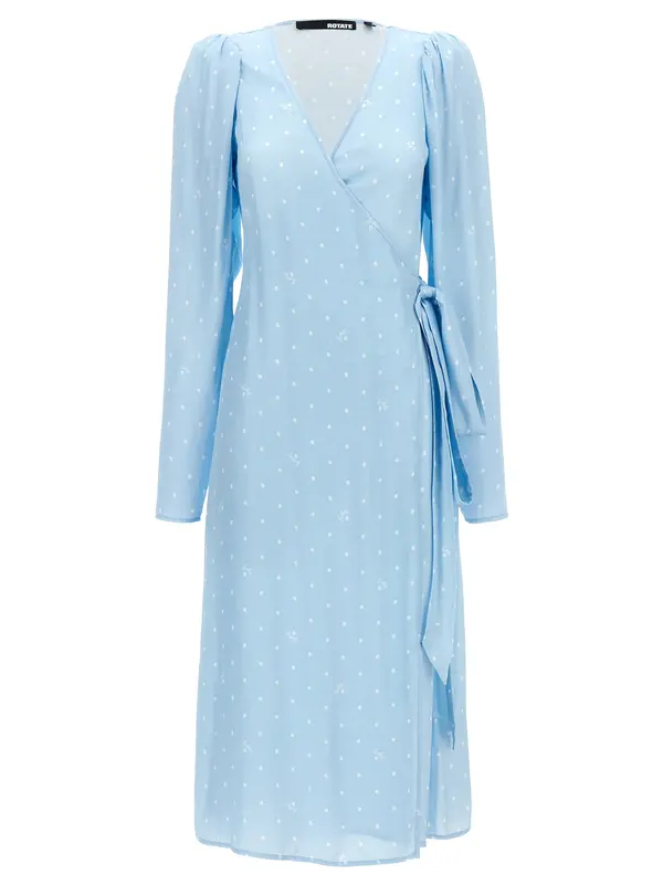 Remain Birger Christensen Textured Midi Wrap Dress - Light Blue