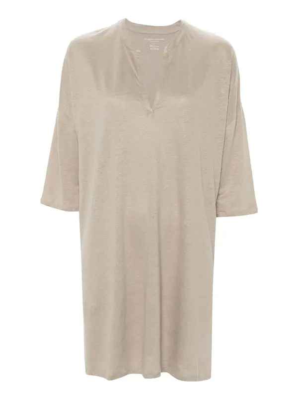 Majestic International Linen Blend Tunic Dress - Dove Grey