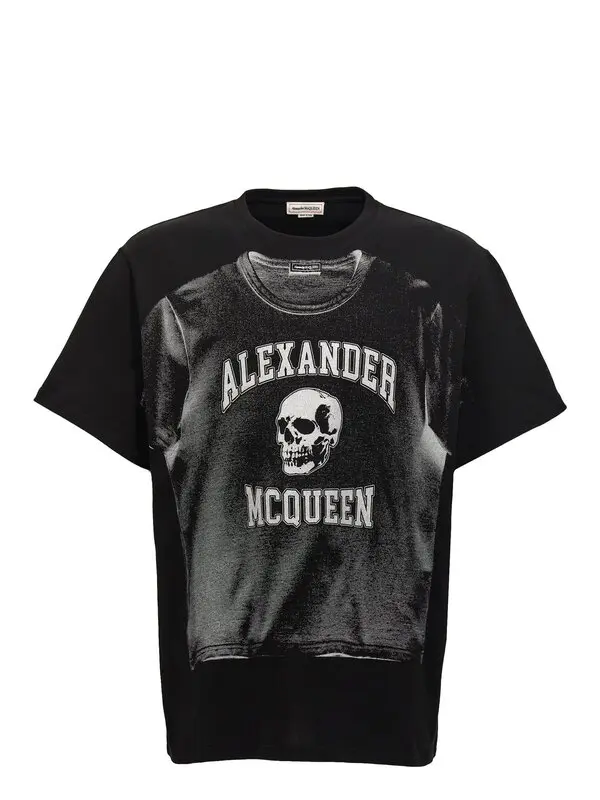 Alexander McQueen Logo Print T Shirt - Black
