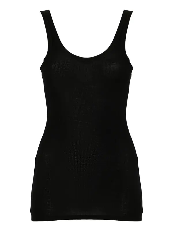 Majestic International Ribbed Viscose Tank Top - Black