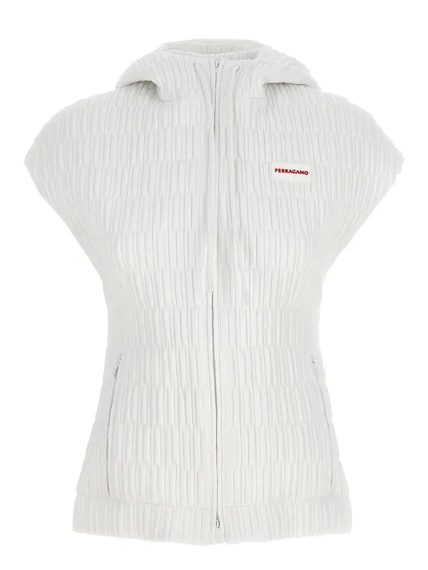 FERRAGAMO Padded Hooded Vest - White
