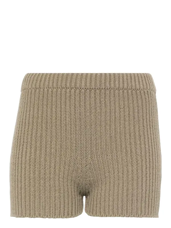 Max Mara Knitted Cotton Shorts - Kaki