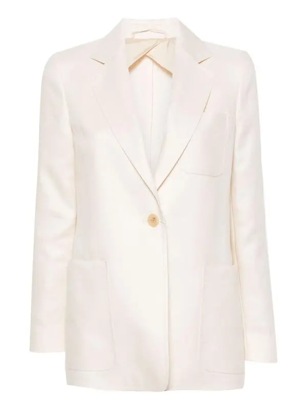Max Mara Linen Single Breasted Blazer Jacket - White