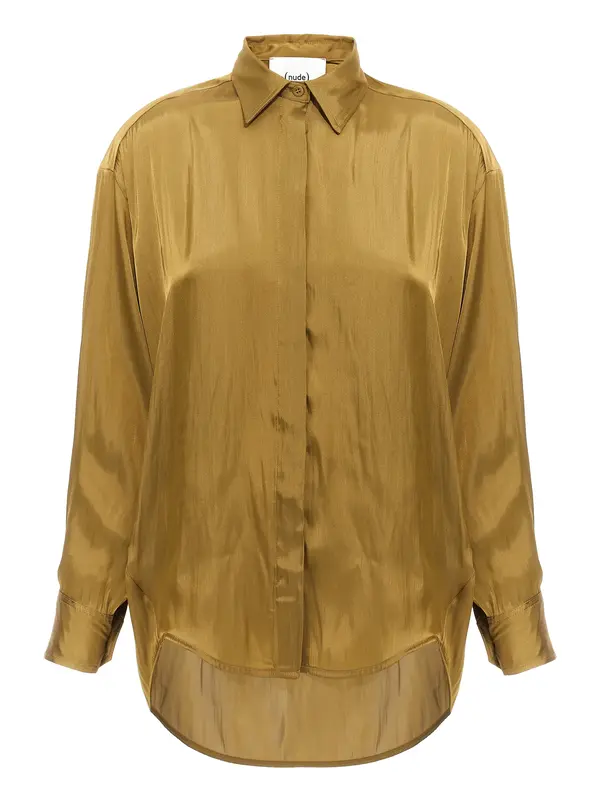 NUDE Satin Button-up Shirt - Green