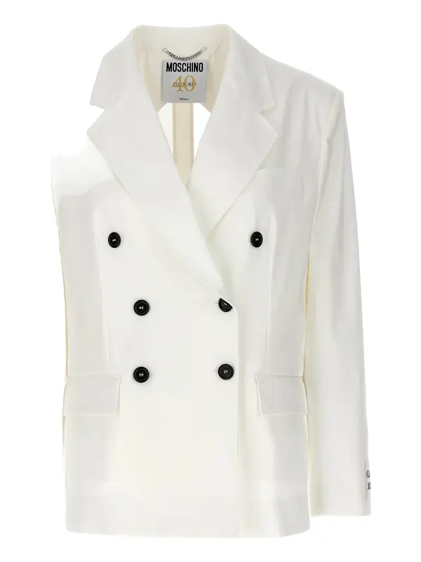 Moschino Double-breasted Cotton Blazer - White