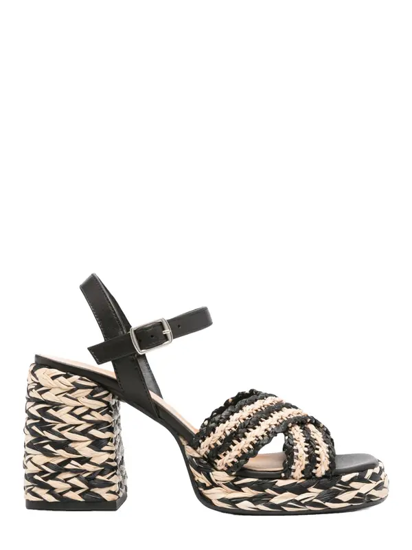 CastaÑer Vicen Raffia Heel Sandals - Black