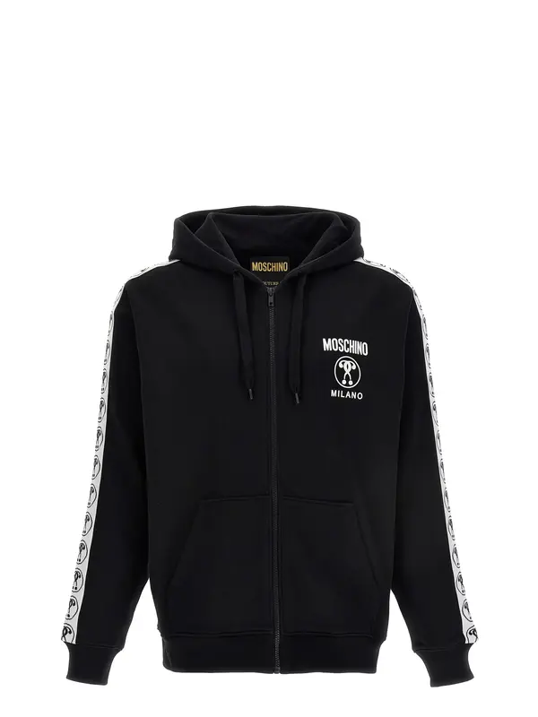Moschino Double Question Mark Hoodie - White/black