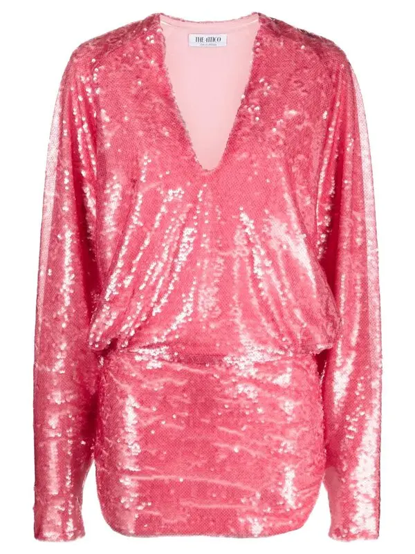 Attico Gael Sequin Mini Dress - Pink