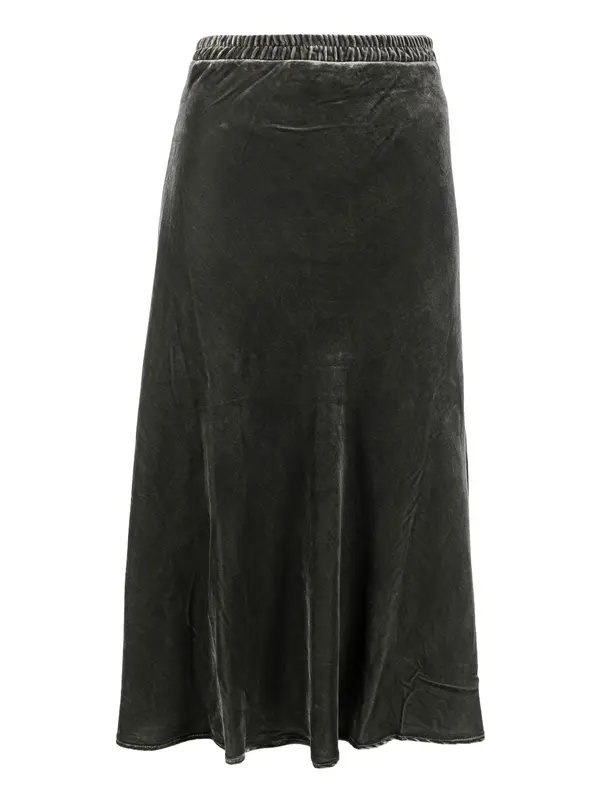 Gold Hawk Velvet Maxi Skirt - Grey