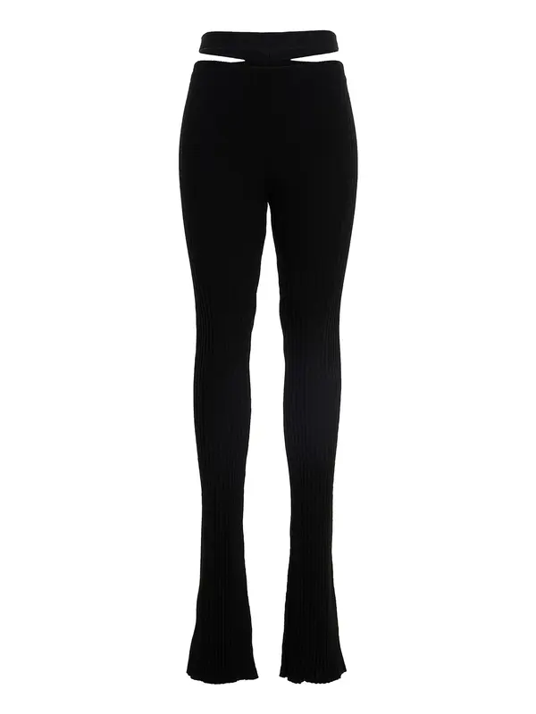 ANDREĀDAMO Ribbed Flared Trousers - Black