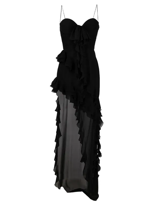 Alessandra Rich Silk Georgette Evening Dress - Black