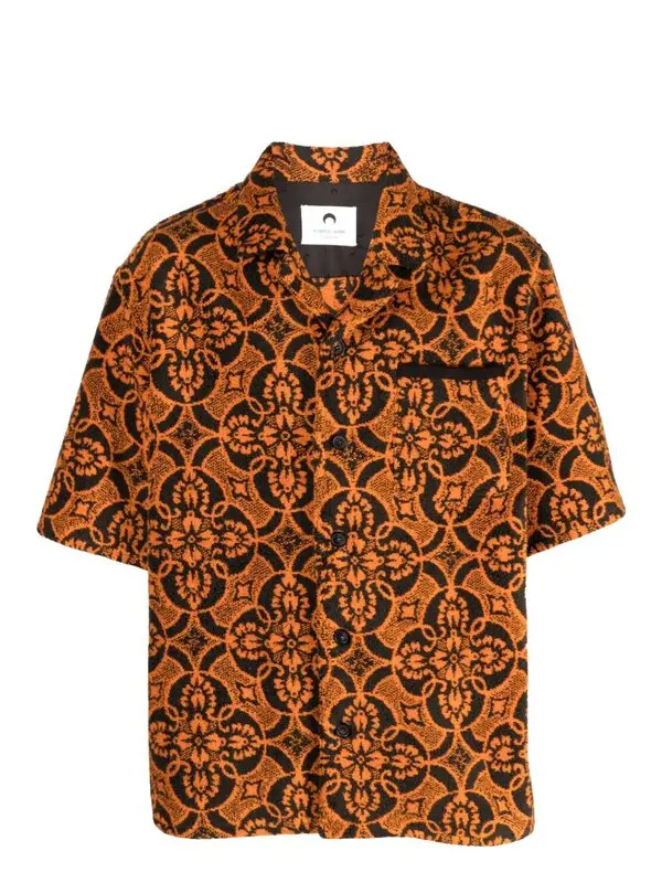 MARINE SERRE Printed Cotton Shirt - Orange