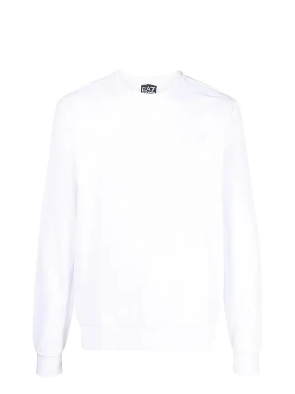EA7 Logo Cotton Crewneck Sweatshirt - White