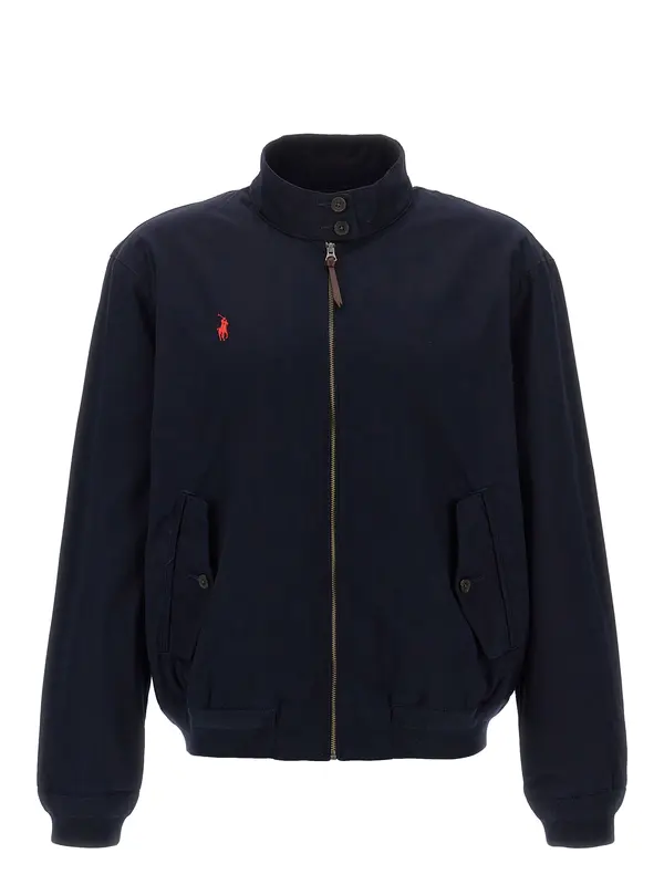 Ralph Lauren Logo Embroidery Bomber Jacket - Blue