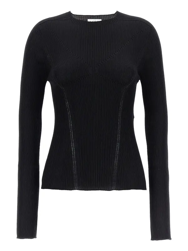 LANVIN Ribbed Crewneck Sweater - Black