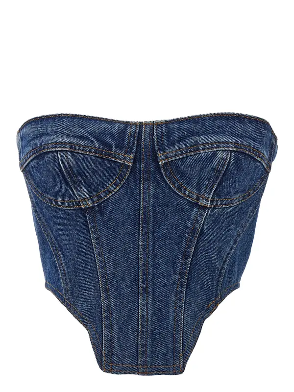David Koma Denim Bustier Top - Blue