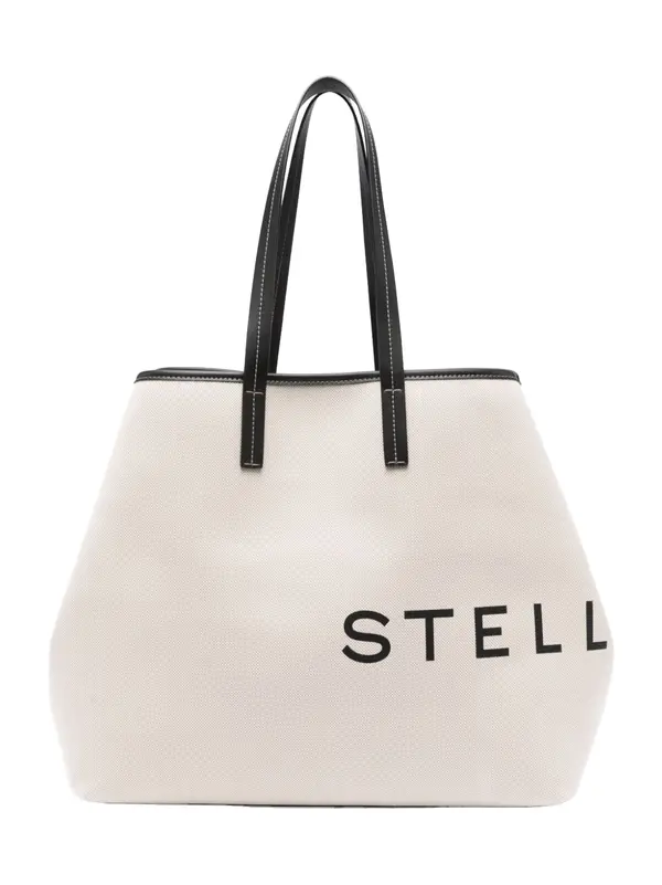 Stella McCartney Logo Canvas Tote Bag - Beige