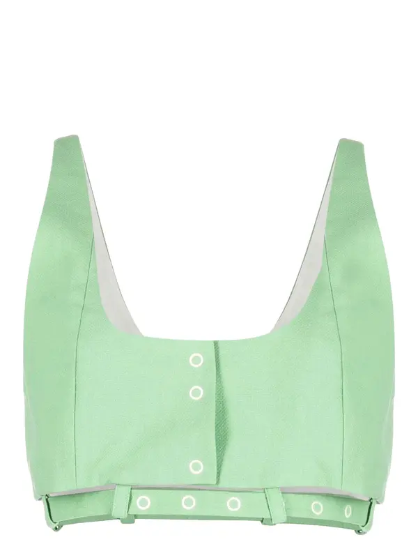 GANNI Organic Cotton Cropped Top - Verde Acqua